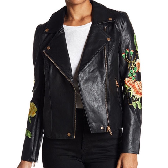 Blank NYC | Jackets & Coats | Blanknyc Flower Embroidered Moto Jacket | Poshmark